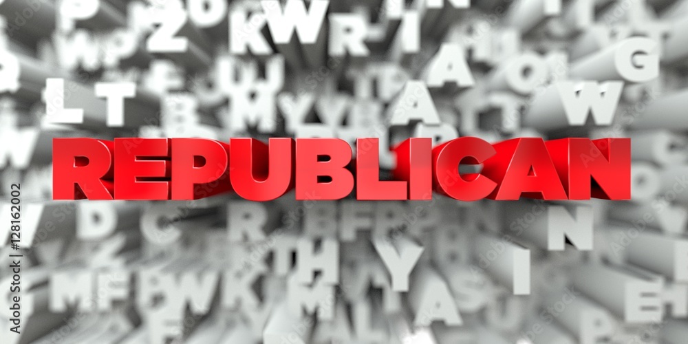 REPUBLICAN - Red text on typography background - 3D rendered royalty ...