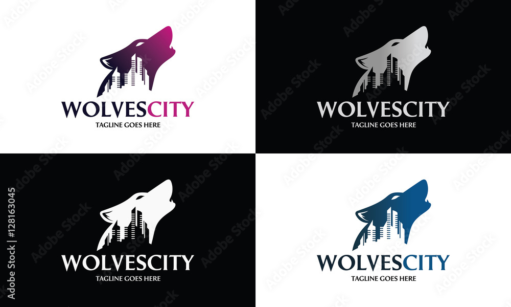 Wolf City logo design template ,Vector illustration Stock Vector ...
