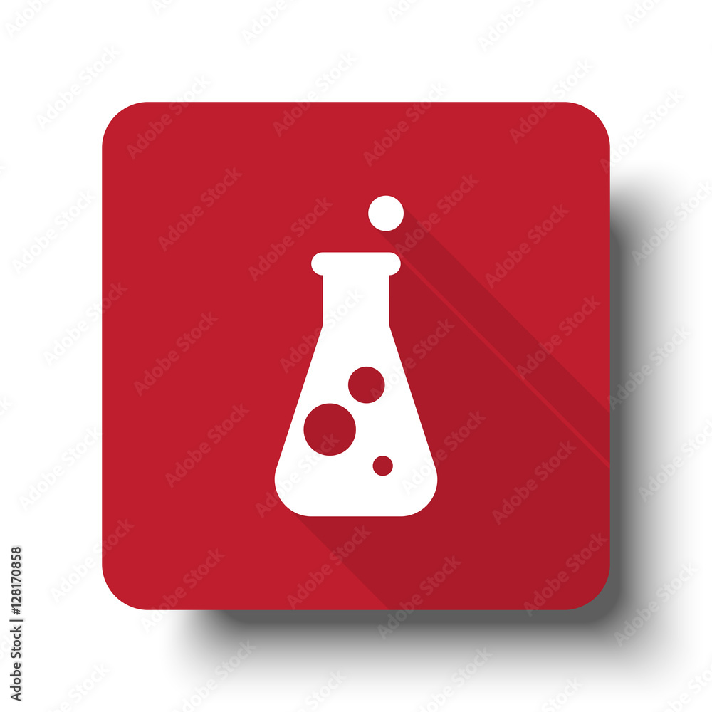 Flat Conical Flask web icon on red button with drop shadow Stock Vector ...