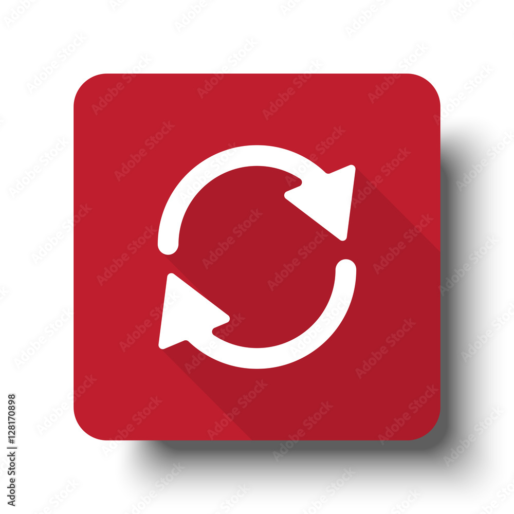 Flat Refresh web icon on red button with drop shadow vector de Stock ...