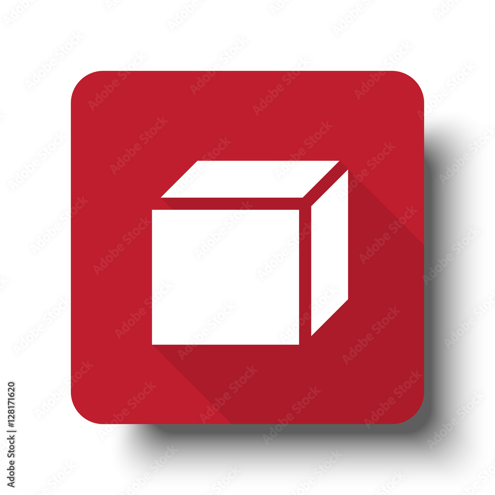 Flat 3D Box web icon on red button with drop shadow Stock Vector ...