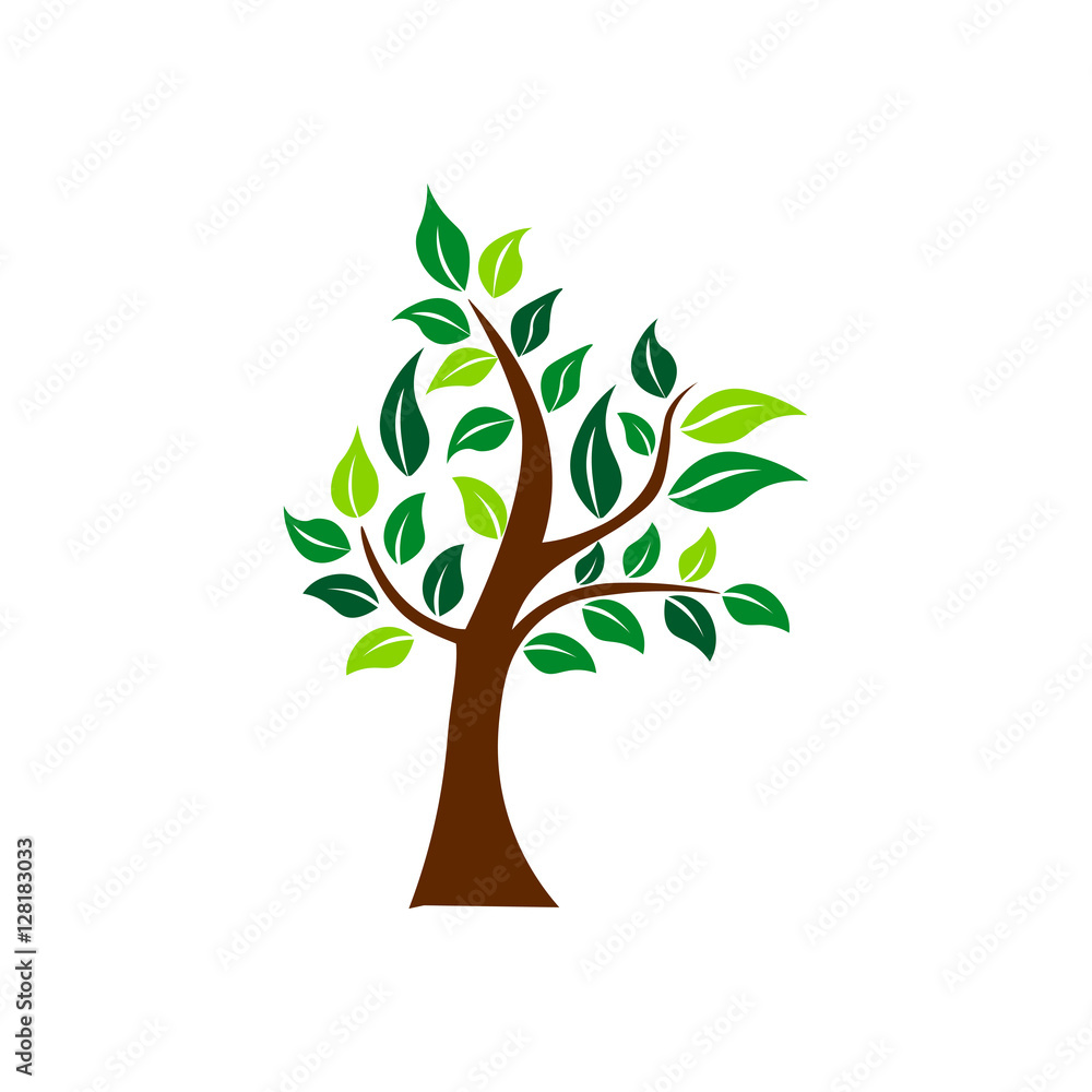 Tree shape and foem symbol.S tylized vector tree logo icon. tree vector ...