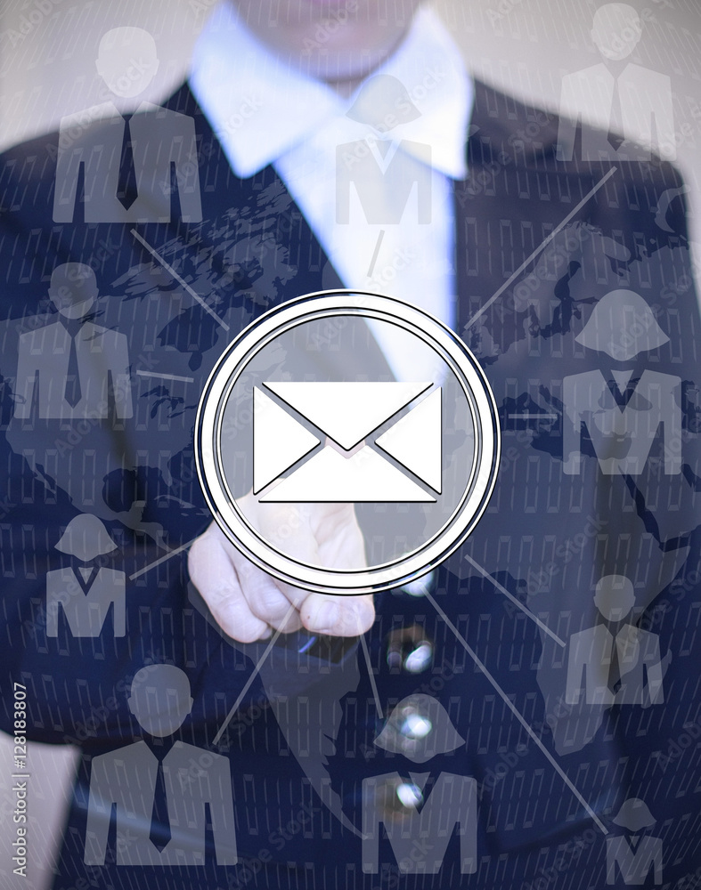 message letter envelope button on off hand business engineering concept ...