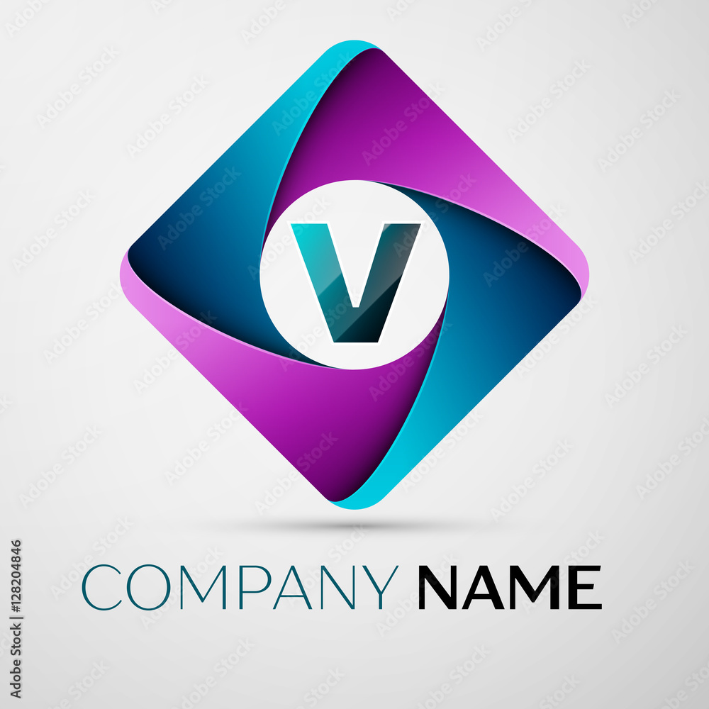 Letter V vector logo symbol in the colorful rhombus. Vector template ...