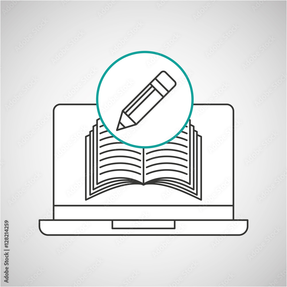 learn online book writing pencil design vector illustration eps 10 ...