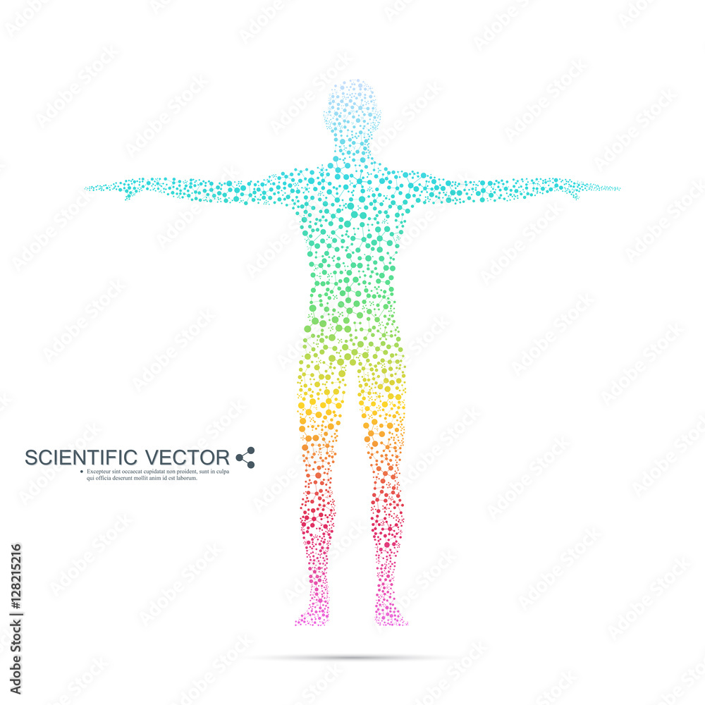 Structure molecule of man. Abstract model human body DNA . Medicine ...
