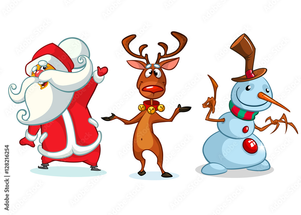 Christmas cartoon characters set. Vector illustration of Christmass ...