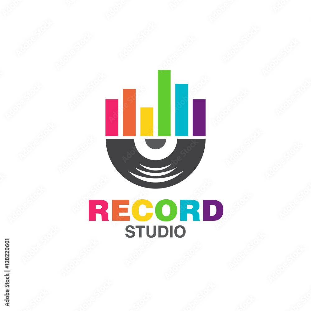 record music concept logo icon vector template Stock Vector | Adobe Stock