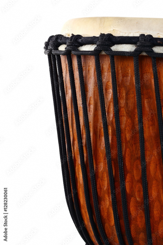 djembe, african percussion, handmade wooden drum with goat skin Stock ...