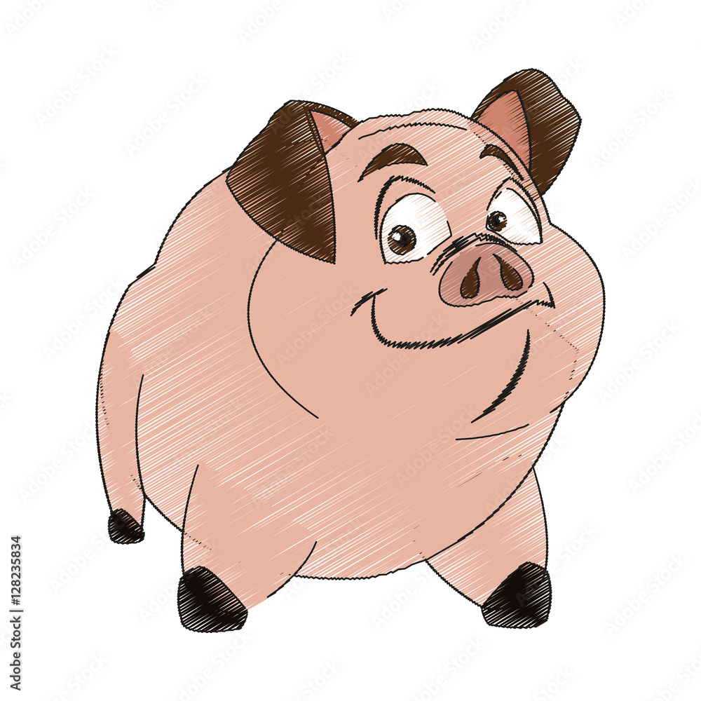 Pork cartoon icon. Animal farm nature rural and creature theme ...
