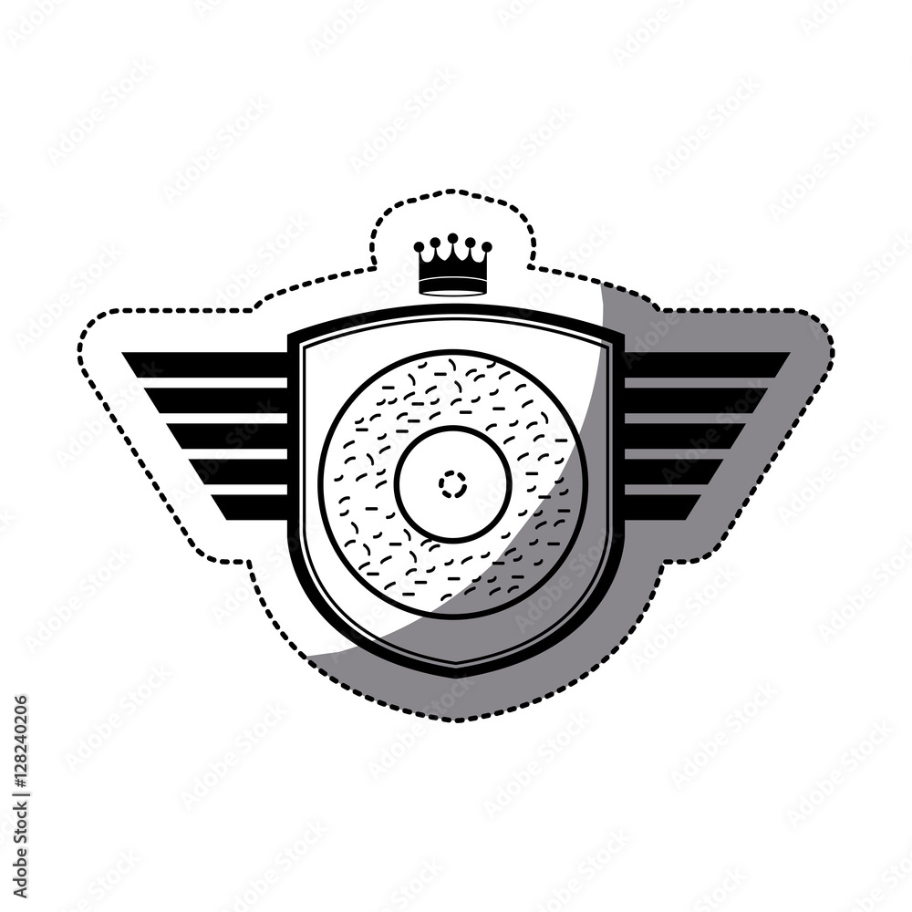 Donut decorated inside shield icon. Dessert sweet pastry and bakery ...