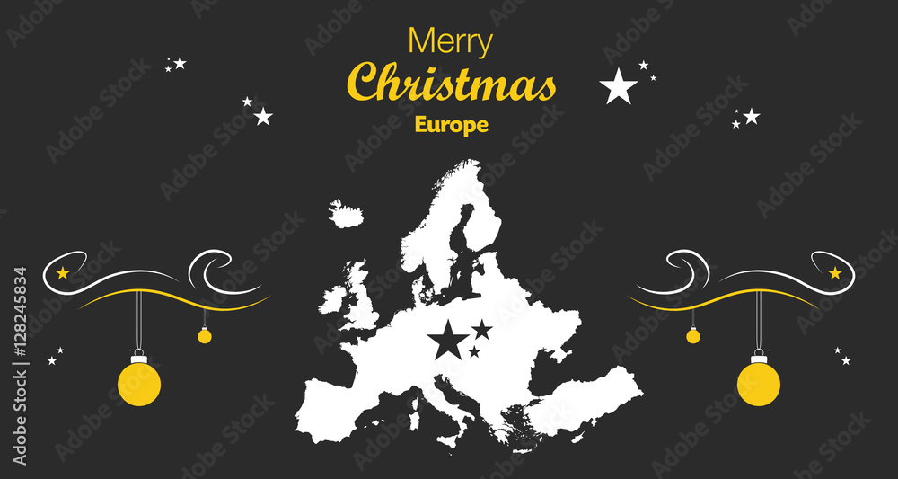 Merry Christmas illustration theme with map of Europe Stock Vector ...