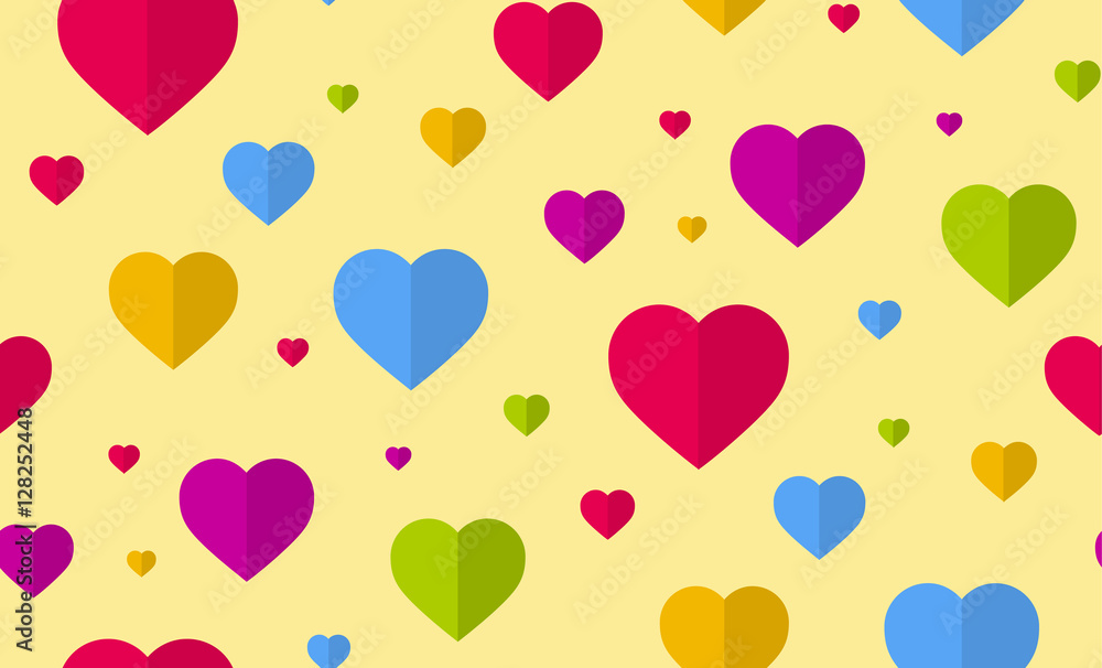 Heart seamless pattern. Flat style. Vector colorful background ...