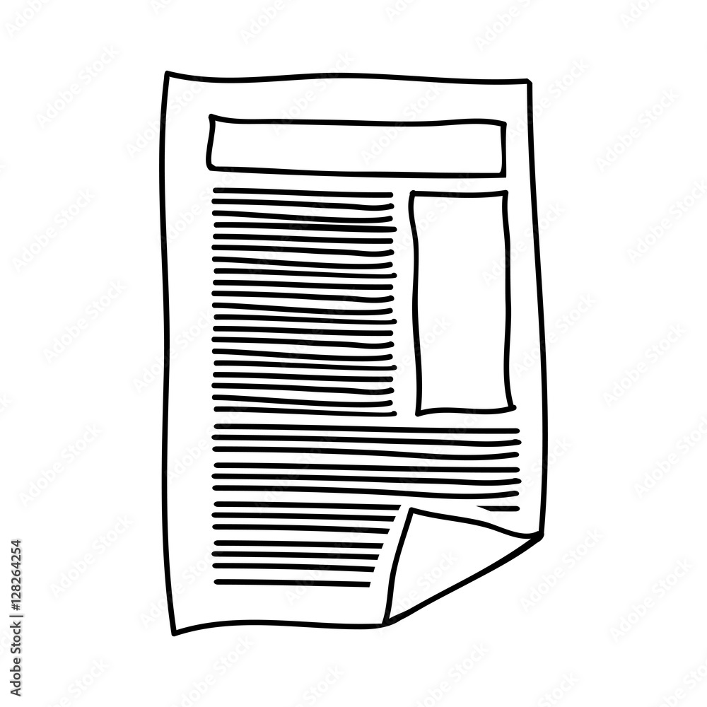 hand drawing of paper sheet text and graphics vector illustration Stock ...