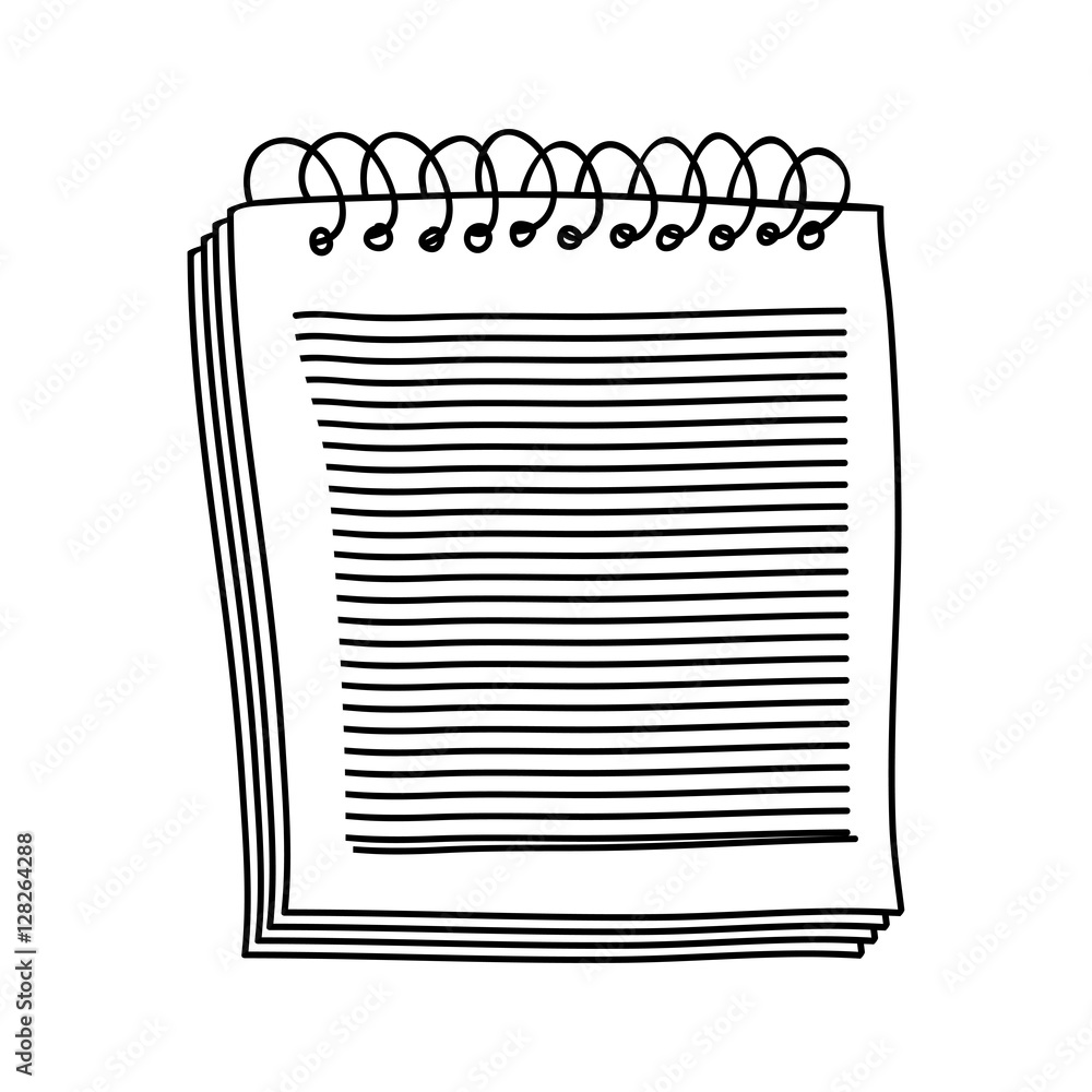 hand drawing of notebook of spiral with sheets vector illustration ...
