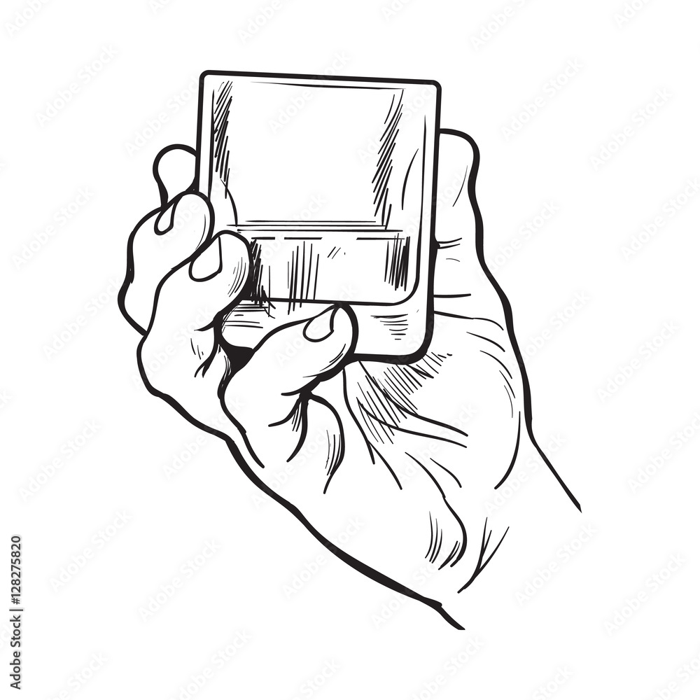 Hand holding full glass of whiskey, sketch style vector illustration ...