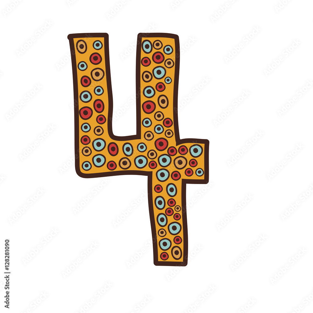colorful number four design with circular shapes inside vector ...