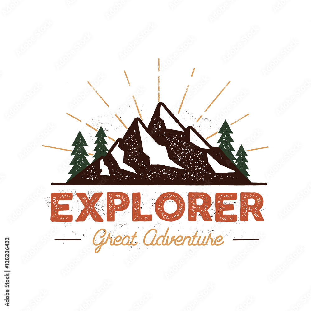 Outdoor explorer badge. Retro illustration of outdoor explorer label ...