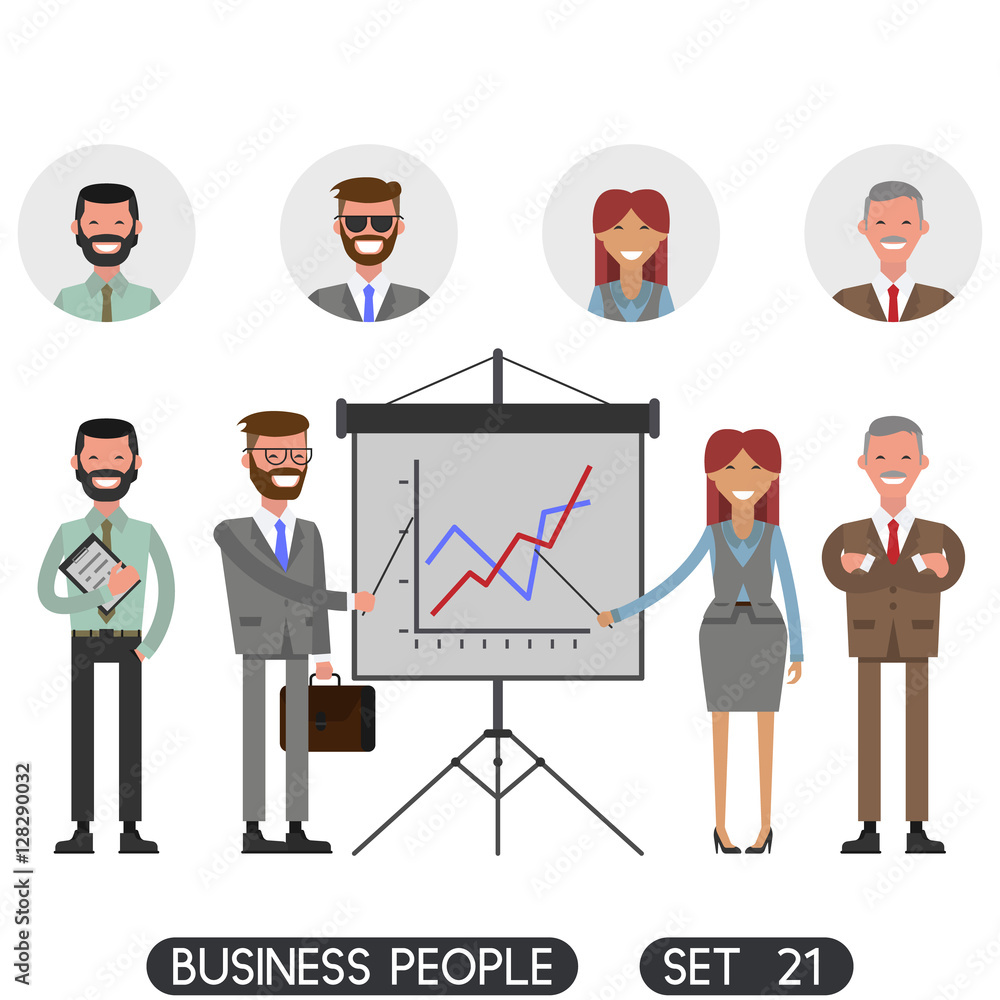 Presentation. Business people set 21. Office people. Vector Stock ...