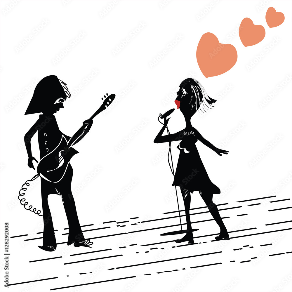 Couple Playing And Singing Stock Vector | Adobe Stock