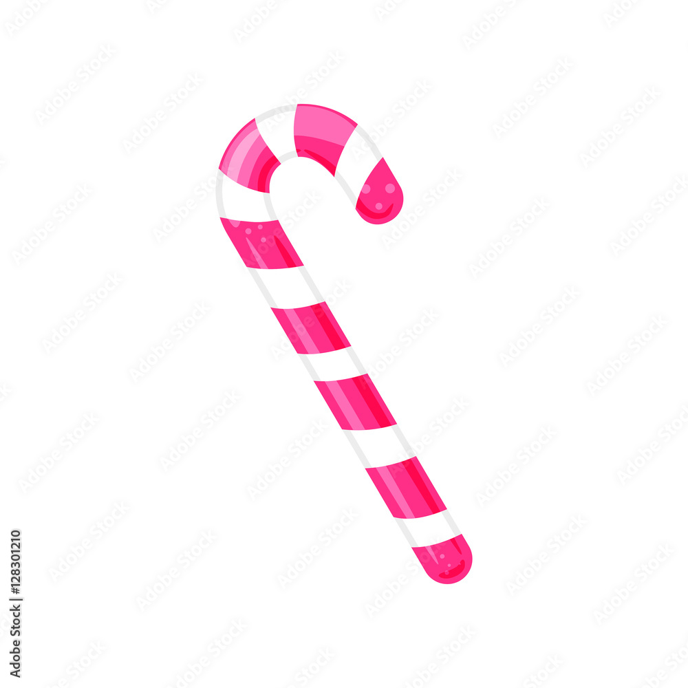 Caramel candy cane vector icon. Pink and white sweet stick. Stock ...