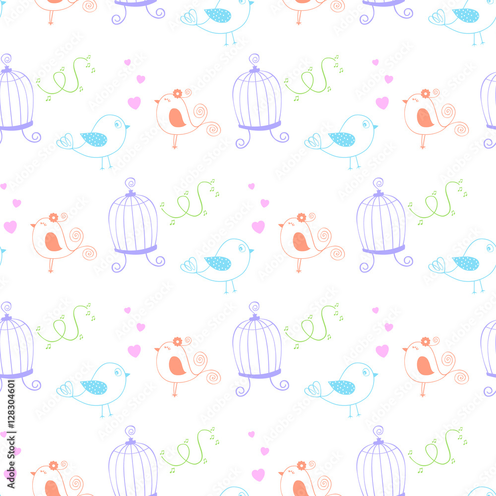 seamless bird pattern and background vector illustration Stock Vector ...