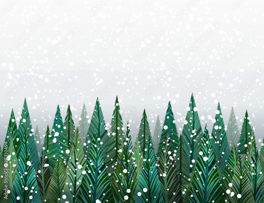 Winter forest Stock Vector | Adobe Stock