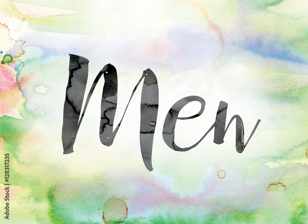 Men Colorful Watercolor and Ink Word Art Stock-Illustration | Adobe Stock