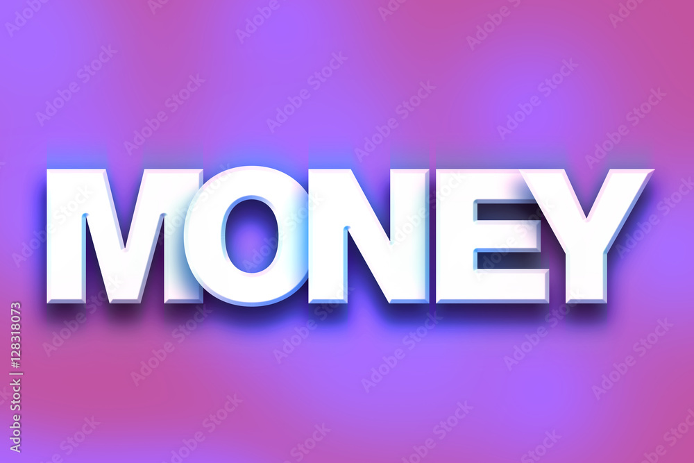 Money Concept Colorful Word Art ilustración de Stock | Adobe Stock