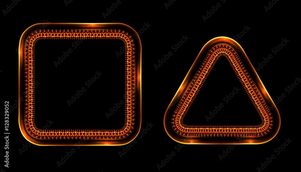 Glowing frames black background. Square glow borders. Sparkling ...