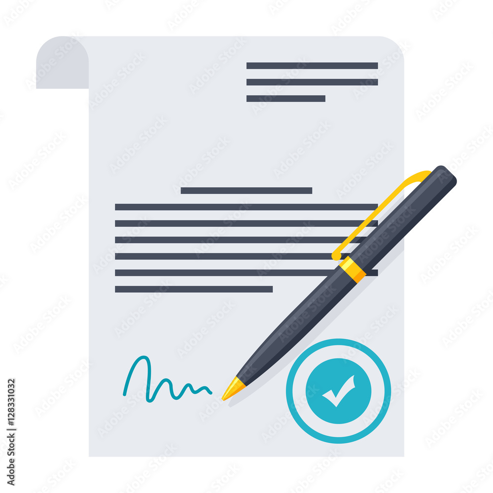 Agreement with Stamp and Signature Stock Vector | Adobe Stock