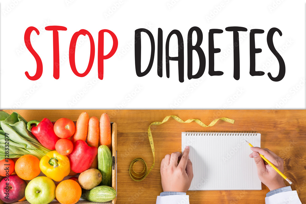 STOP DIABETES CONCEPT Stop diabetes against healthy Stock Photo | Adobe ...