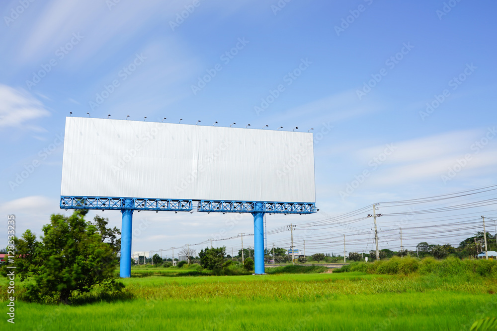 Blank billboard for advetising at rice field with moving cloud o Stock ...