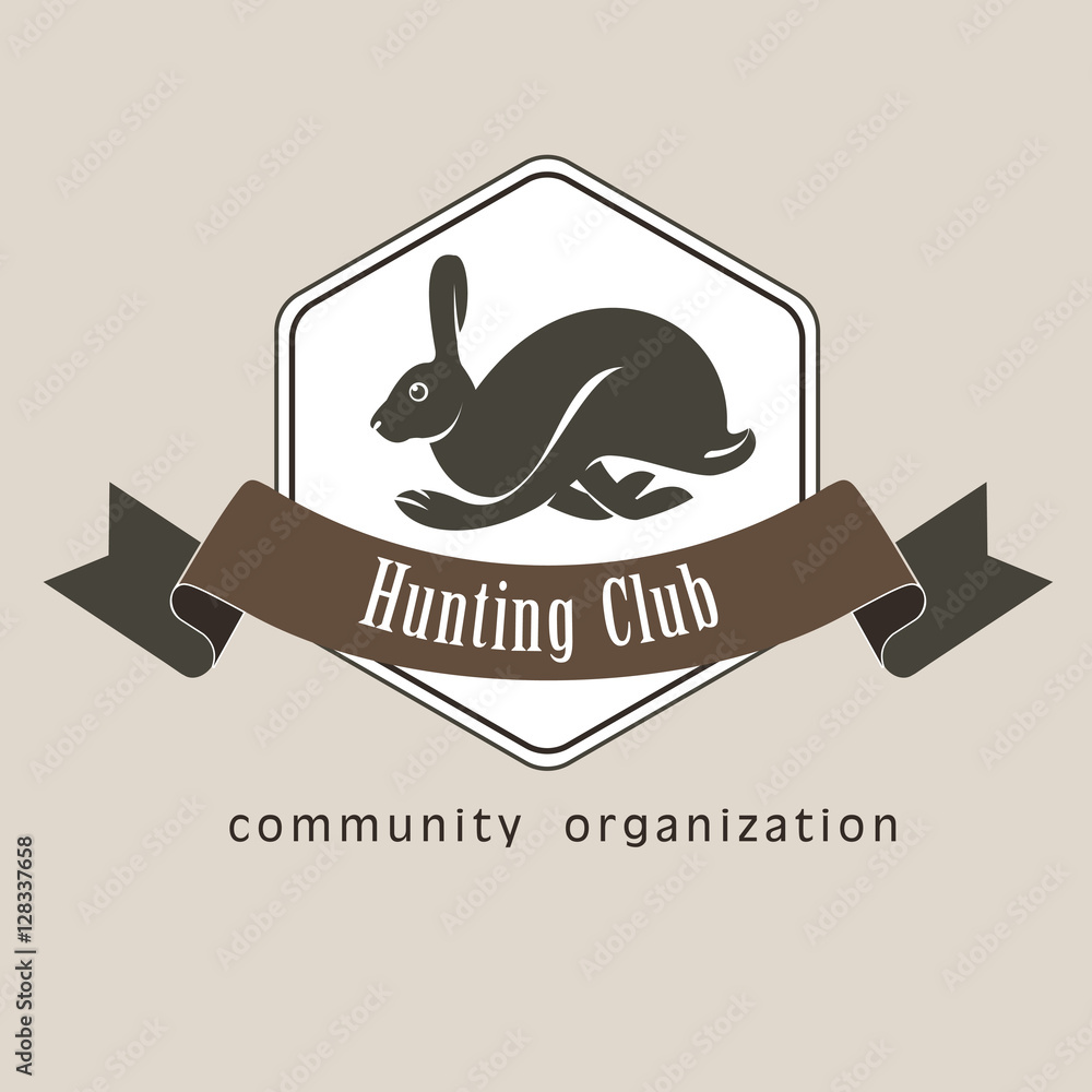 Hare, rabbit. Hunting of the hare. A hunting club. Vector logo, emblem ...