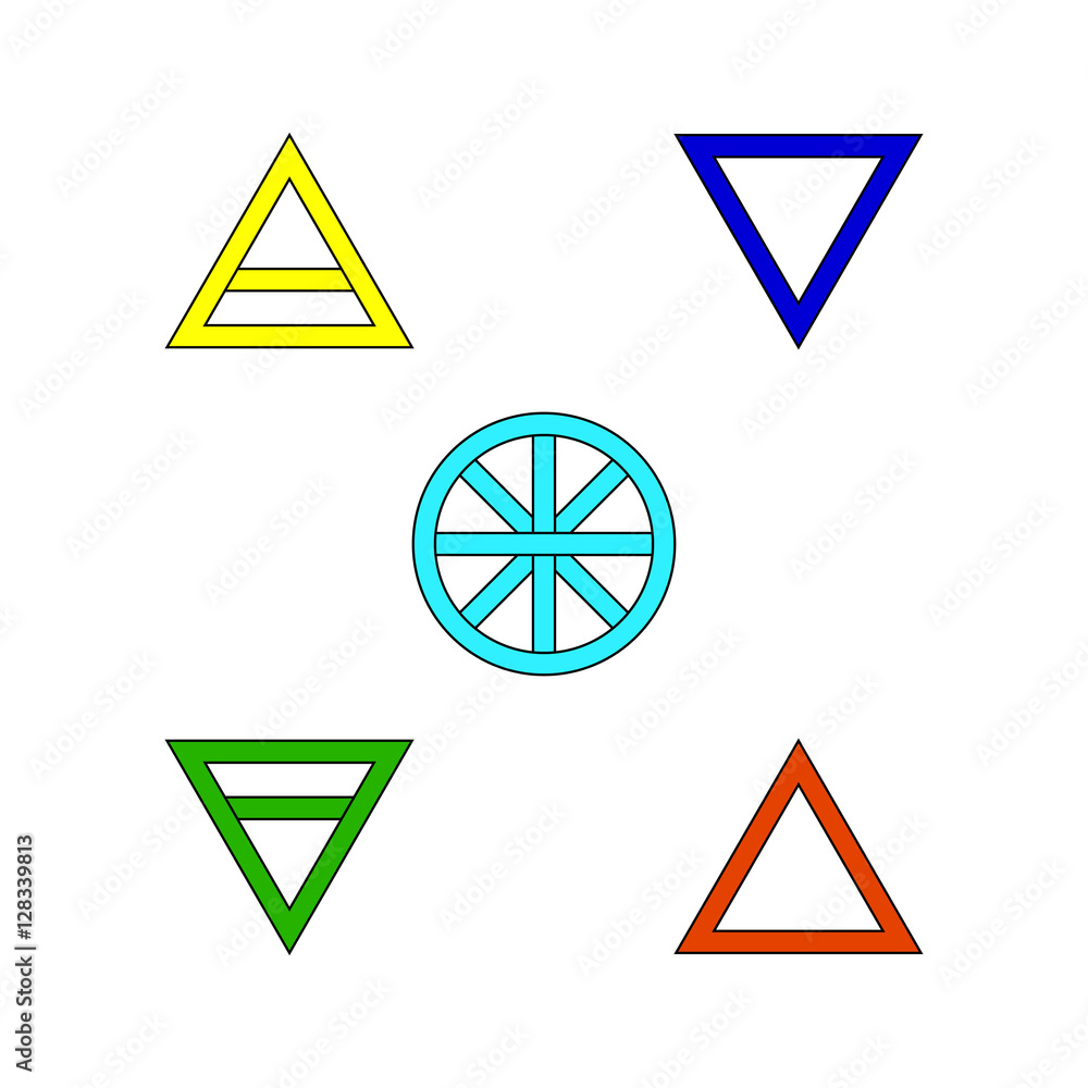 Five Element Flat Color Icon Set Symbol Design. Vector illustration ...