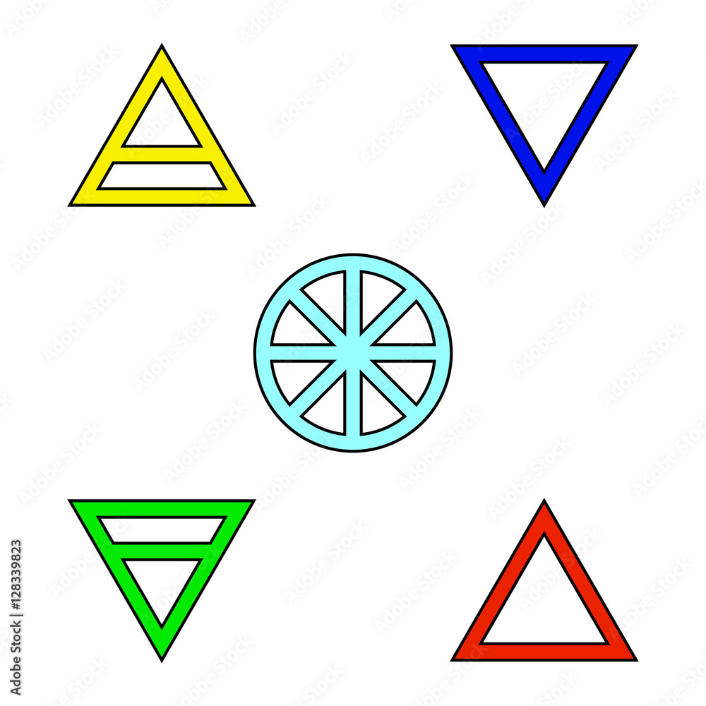 Five Element Flat Color Icon Set Symbol Design. Vector illustration ...