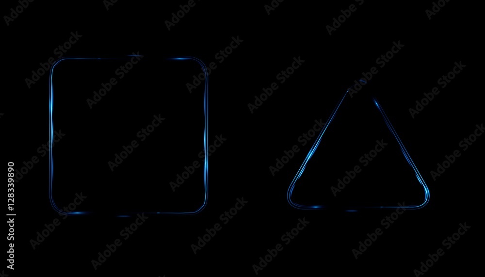 Glowing frames black background. Square glow borders. Sparkling ...