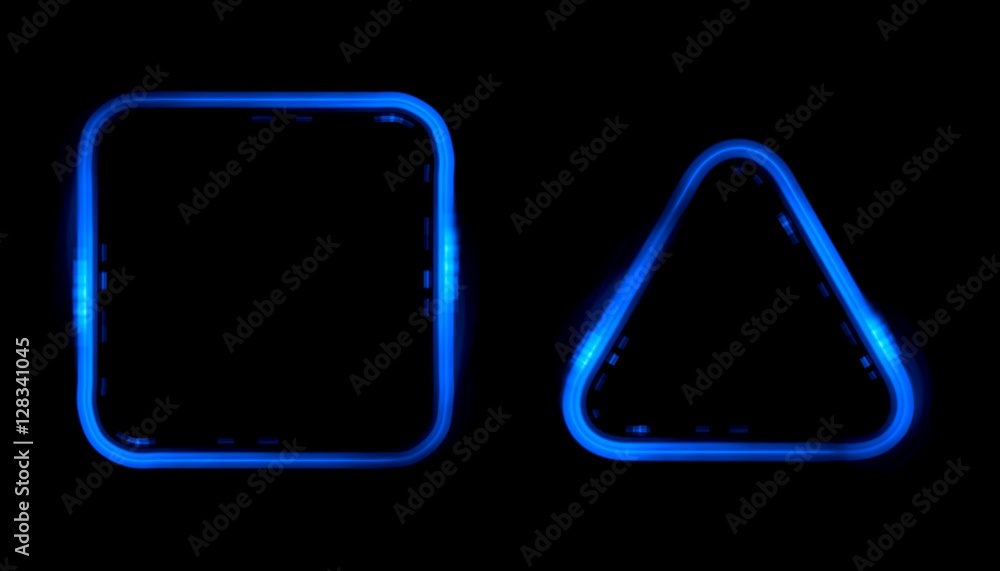 Glowing frames black background. Square glow borders. Sparkling ...