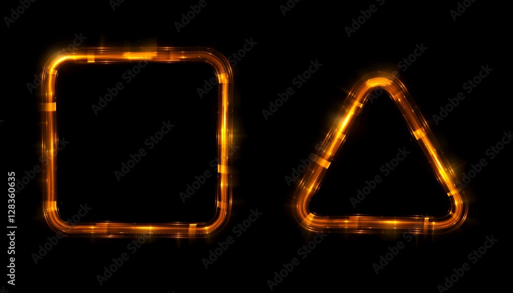 Glowing frames black background. Square glow borders. Sparkling ...