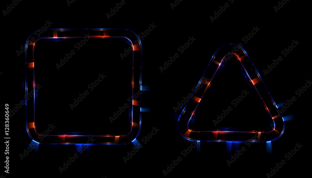 Glowing frames black background. Square glow borders. Sparkling ...