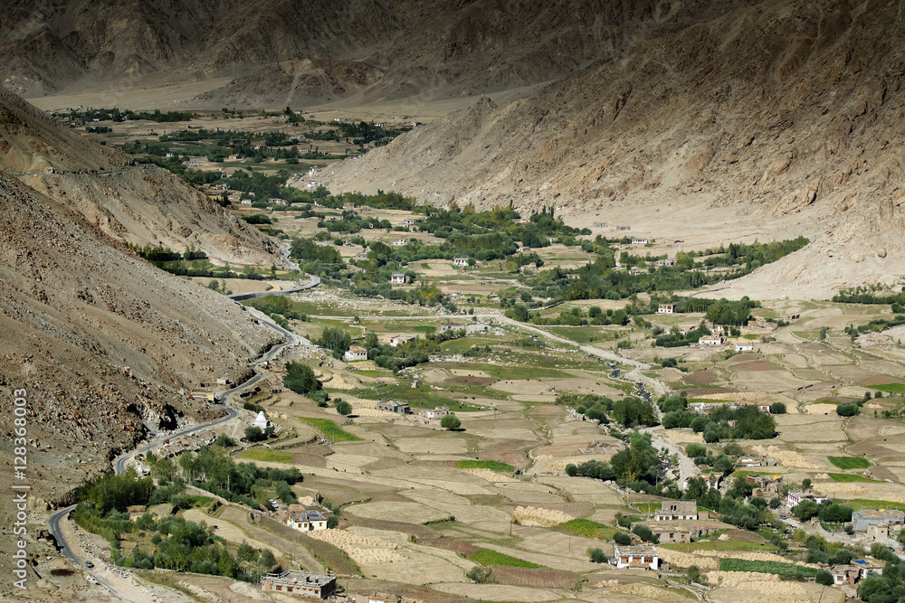 Aerial view of ladakh landscape, from top of Changla pass. Stock Photo ...