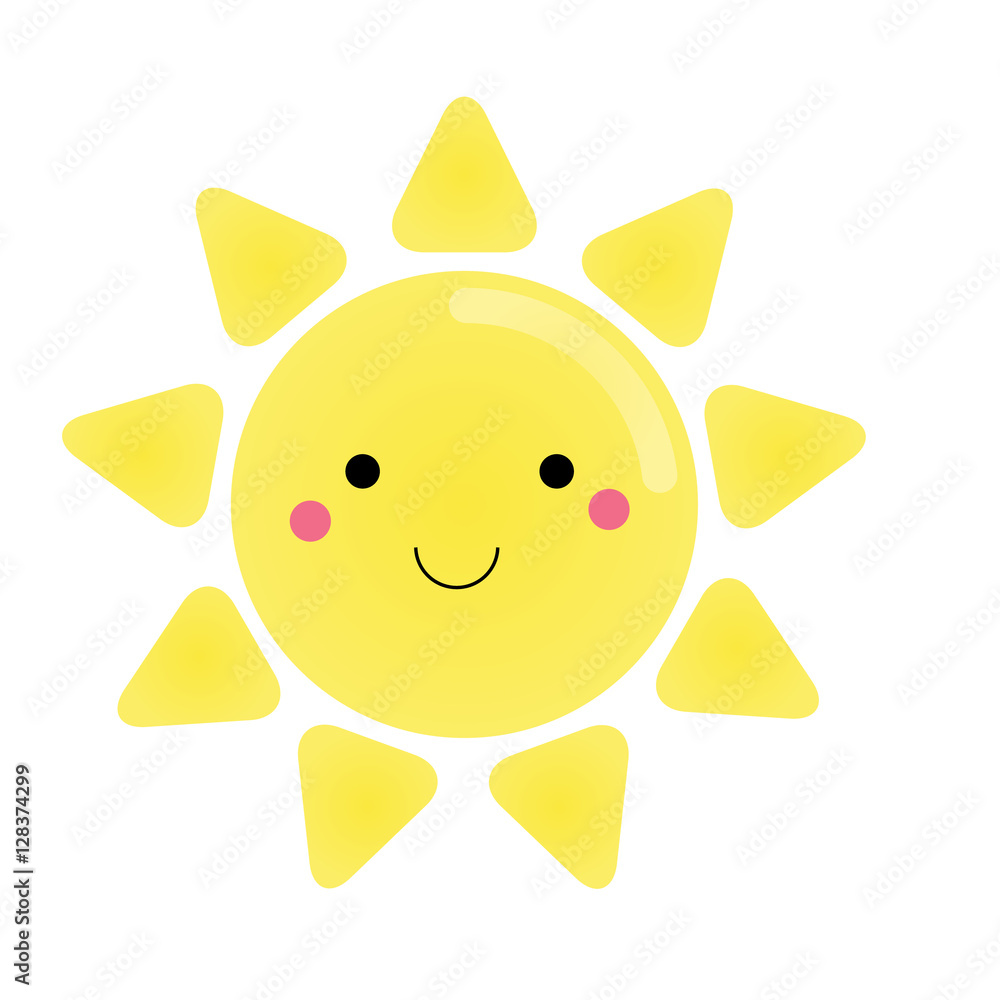 Cute kawaii sun character. Vector illustration for kids, isolated ...