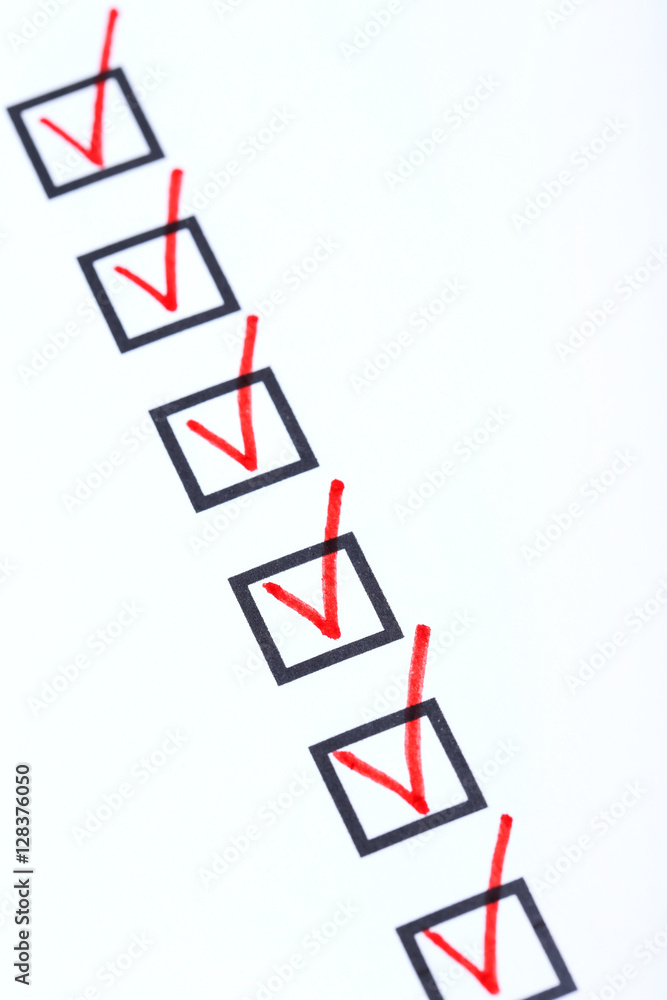 Check boxes on white paper Stock Photo | Adobe Stock