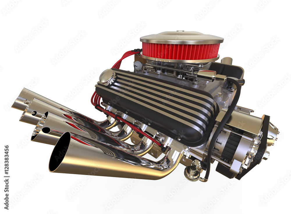 Hot rod V8 Engine 3D render Stock Illustration | Adobe Stock