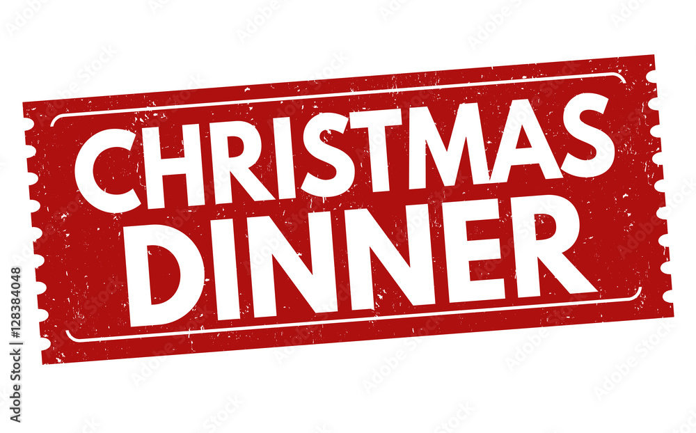Christmas dinner sign or stamp Stock Vector | Adobe Stock