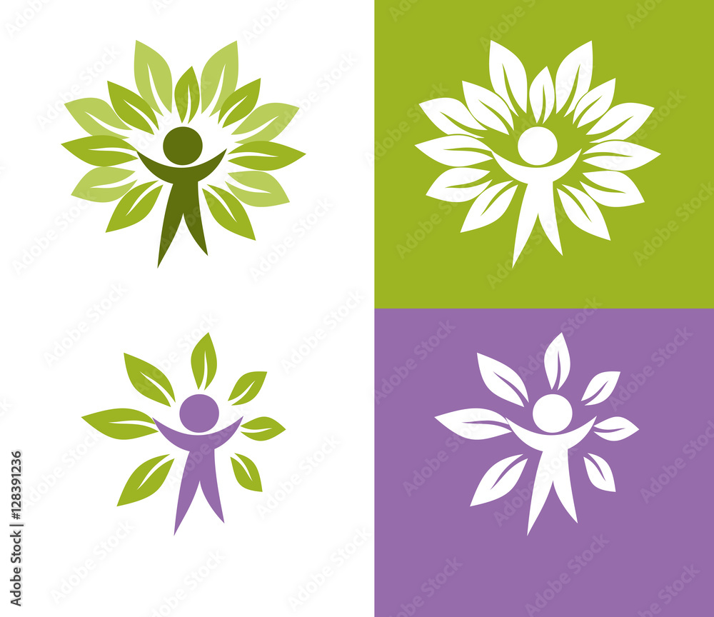 Abstract symbol with green man tree illustration. Can be used for ...