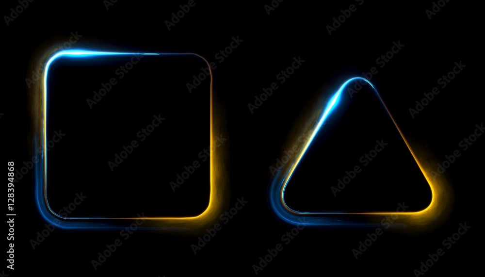 Glowing frames black background. Square glow borders. Sparkling ...