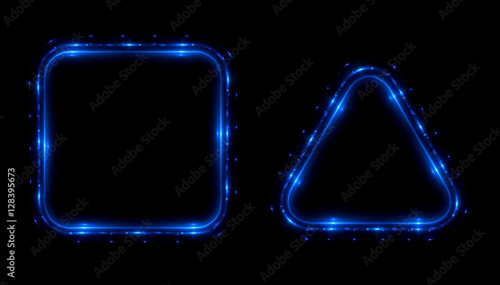 Glowing frames black background. Square glow borders. Sparkling ...