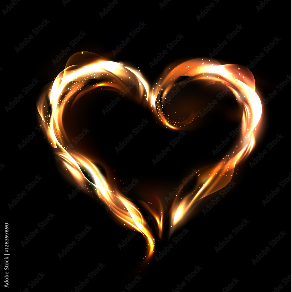 Flaming heart vector illustration Stock Vector | Adobe Stock