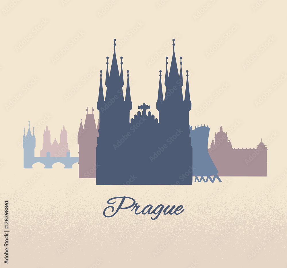 Welcome to Prague travel poster, banner, sticker with Czech capital ...